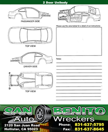 Cut Sheets | San Benito Auto Wreckers